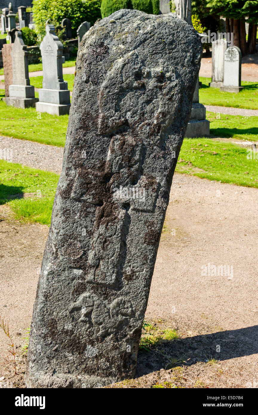 PICTISH BATTLESTONE IN MORTLACH CEMETERY DUFFTOWN SCOTLAND WITH A ...