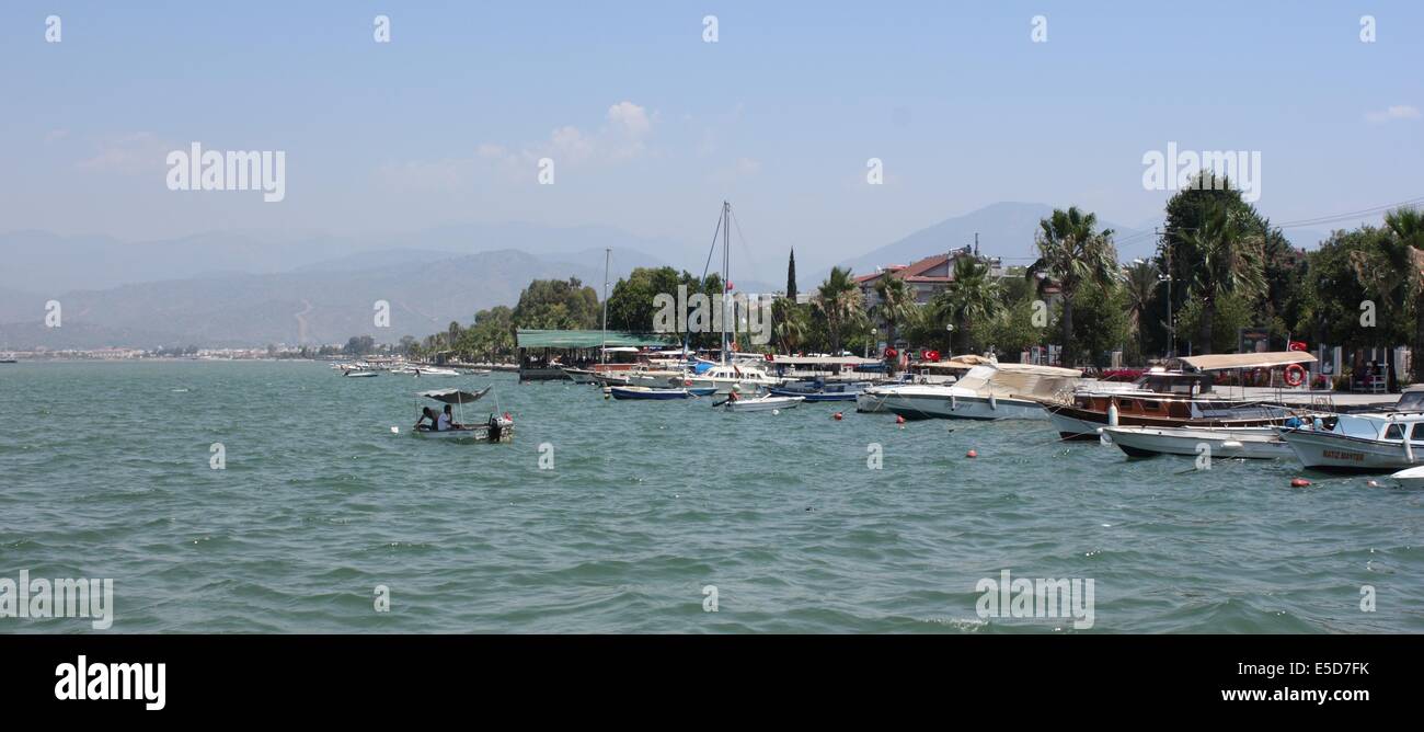 Yachts and boats moored in the port of Fethiye in Turkey Stock Photo ...