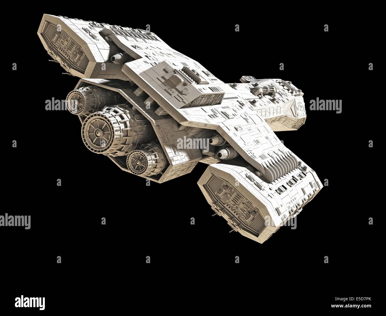Spaceship on black - rear angled view Stock Photo - Alamy