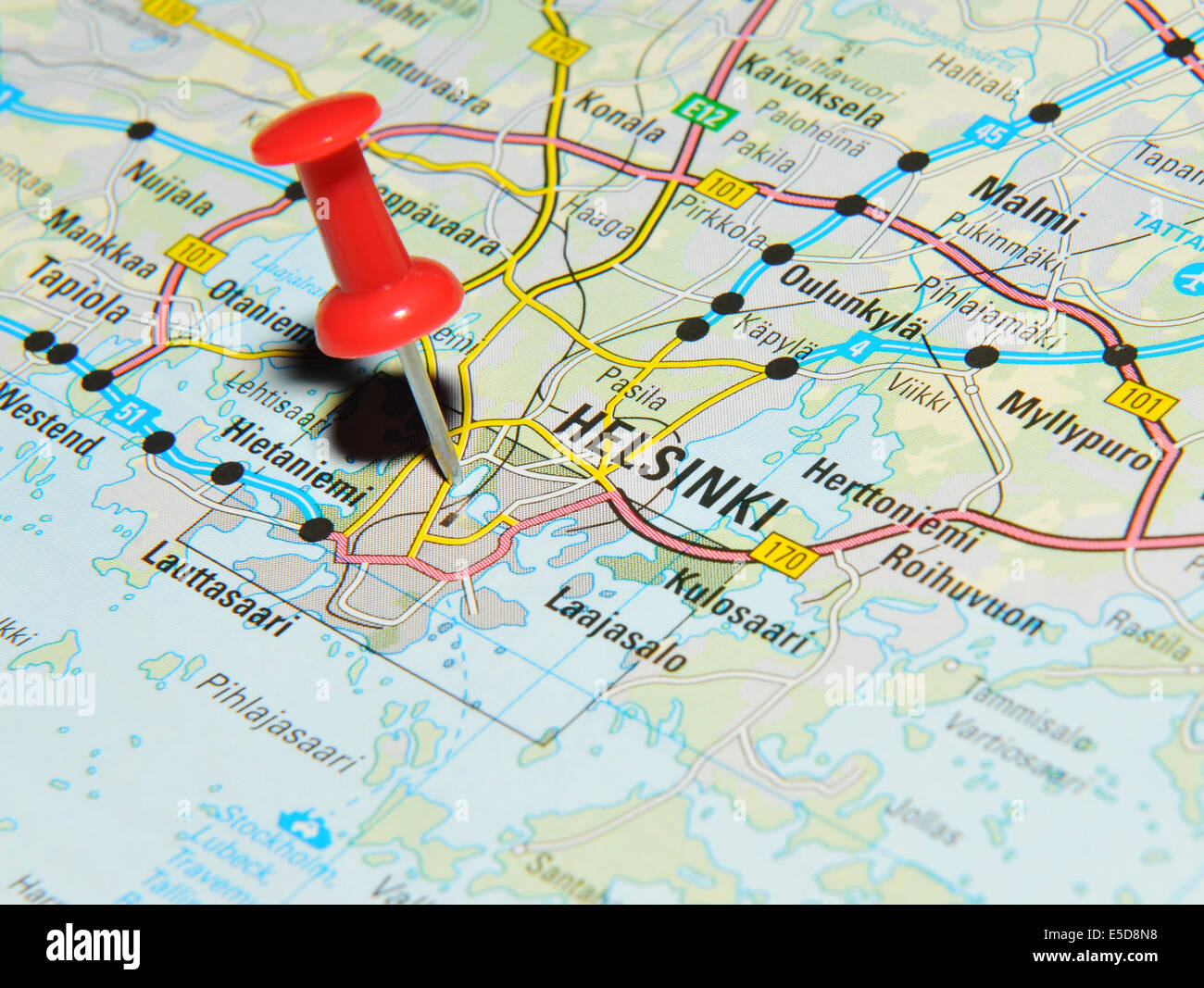 Helsinki on map Stock Photo - Alamy