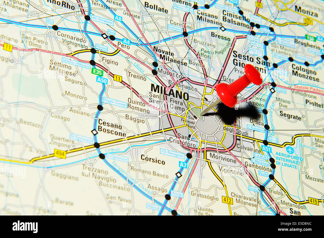 Milano on map Stock Photo - Alamy