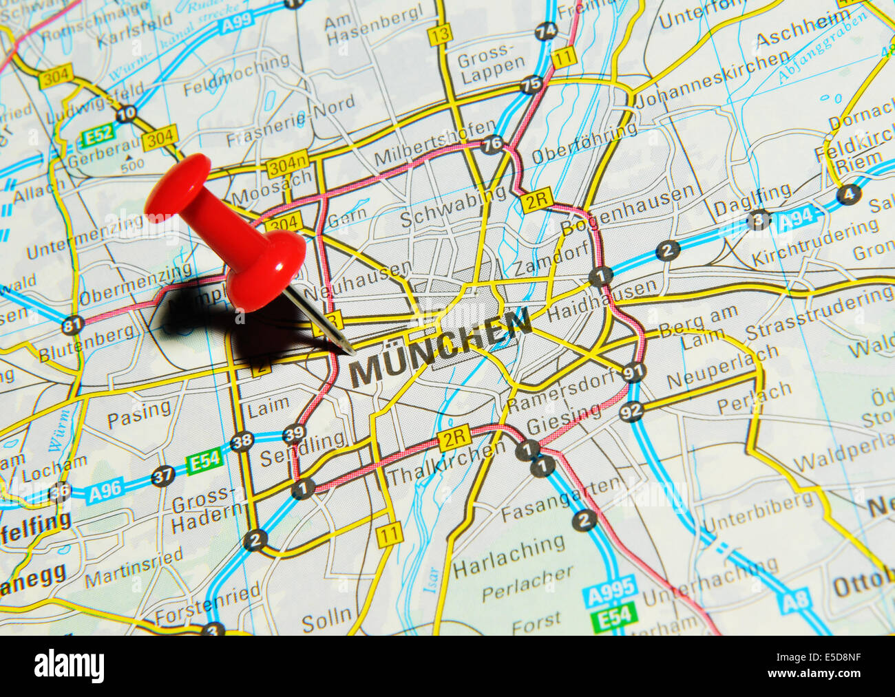 Munich on map Stock Photo - Alamy