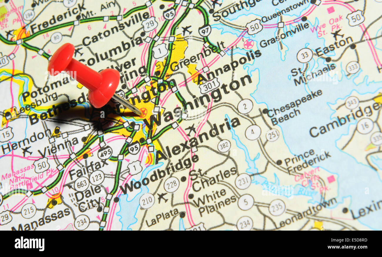 Washington on US map Stock Photo - Alamy