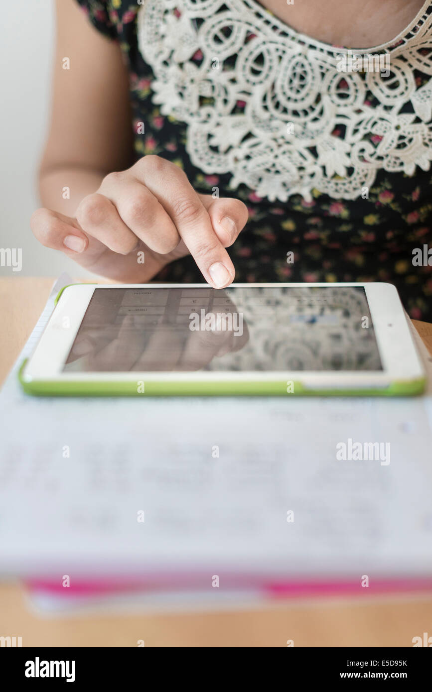 Close up finger touching tablet hi-res stock photography and images - Alamy