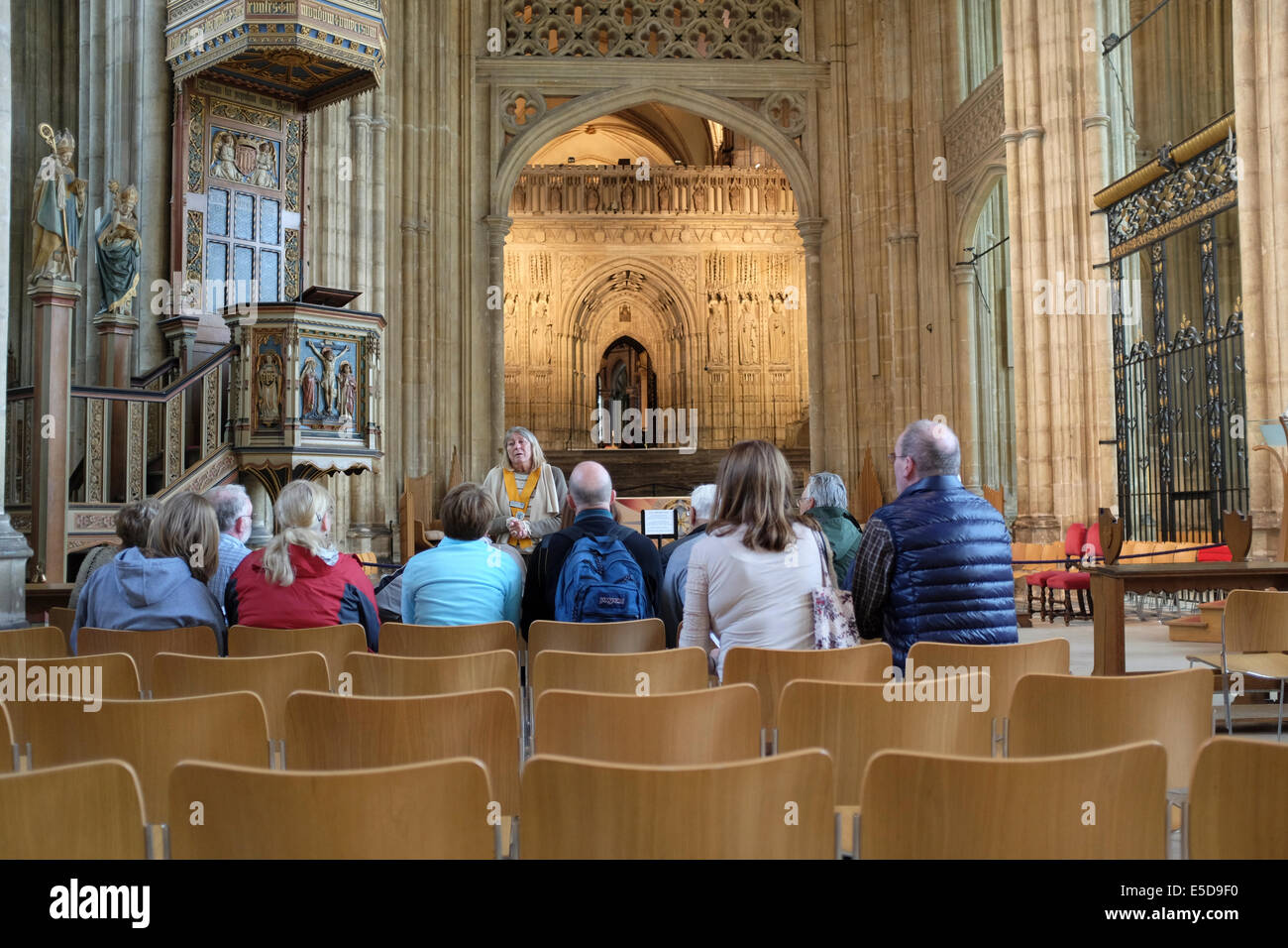 Guided tour inside the Canterbury Cathedral, England, UK Stock Photo ...