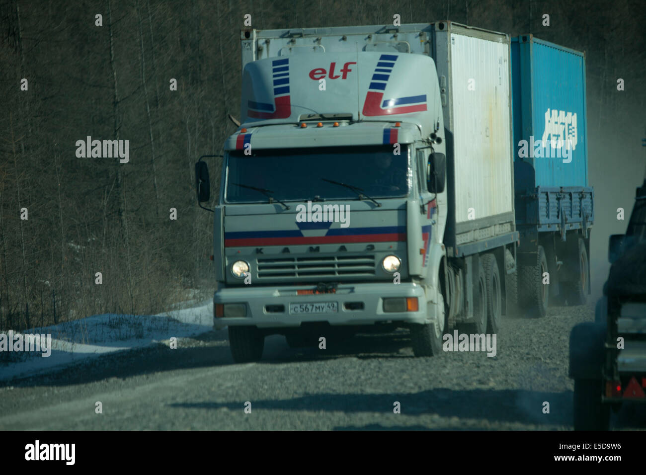 Large Russian Truck with trailer Stock Photo - Alamy