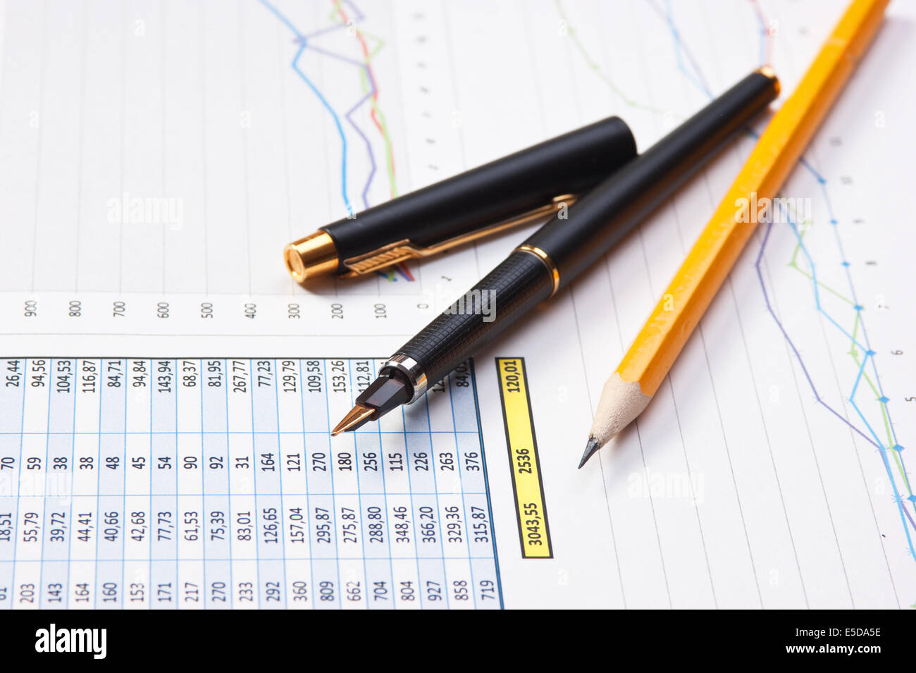 pen and paper work with the diagram Stock Photo - Alamy