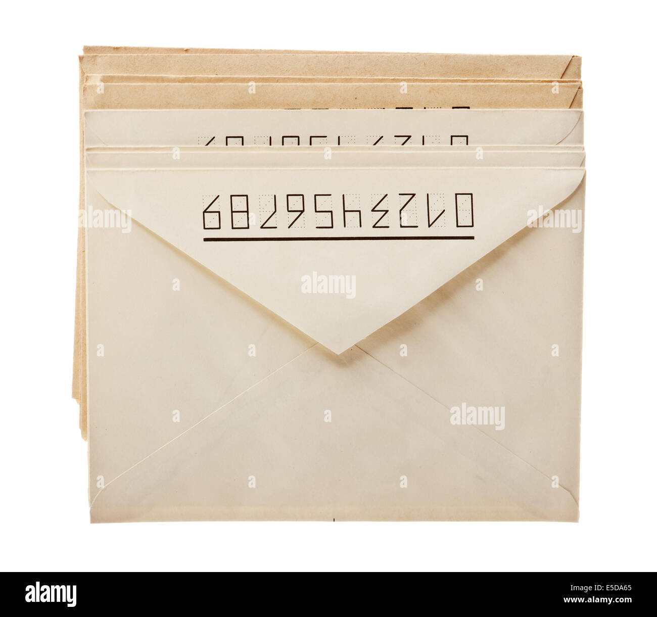 stack of mail envelopes isolated on white background Stock Photo - Alamy