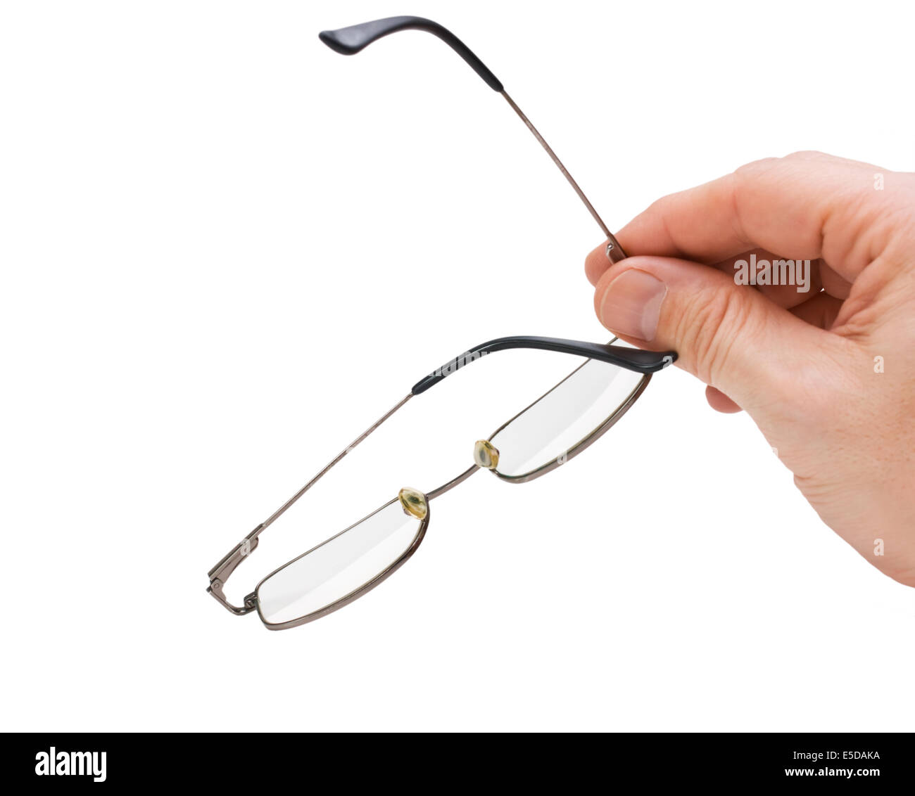 hand holds glasses isolated on white Stock Photo - Alamy