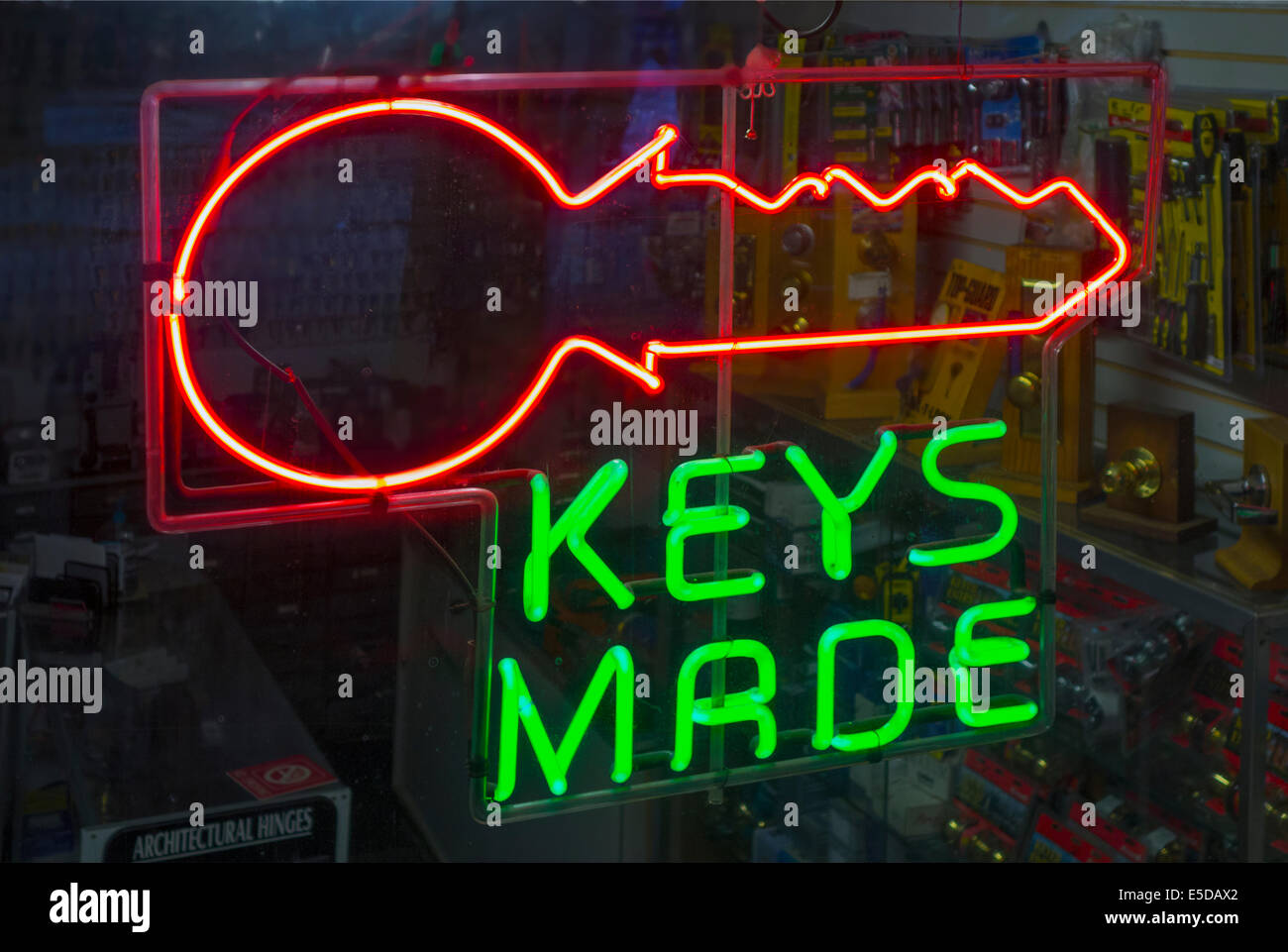 keys made here neon sign Stock Photo - Alamy
