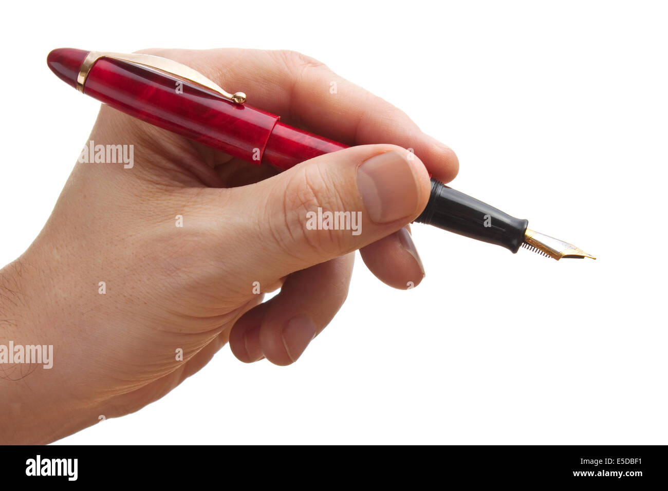pen in hand isolated on white background Stock Photo - Alamy