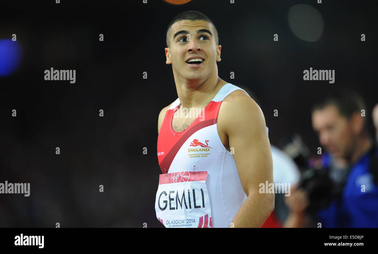 ADAM GEMILI WINS SILVER MEDAL MEN'S 100M FINAL HAMPDEN PARK GLASGOW ...