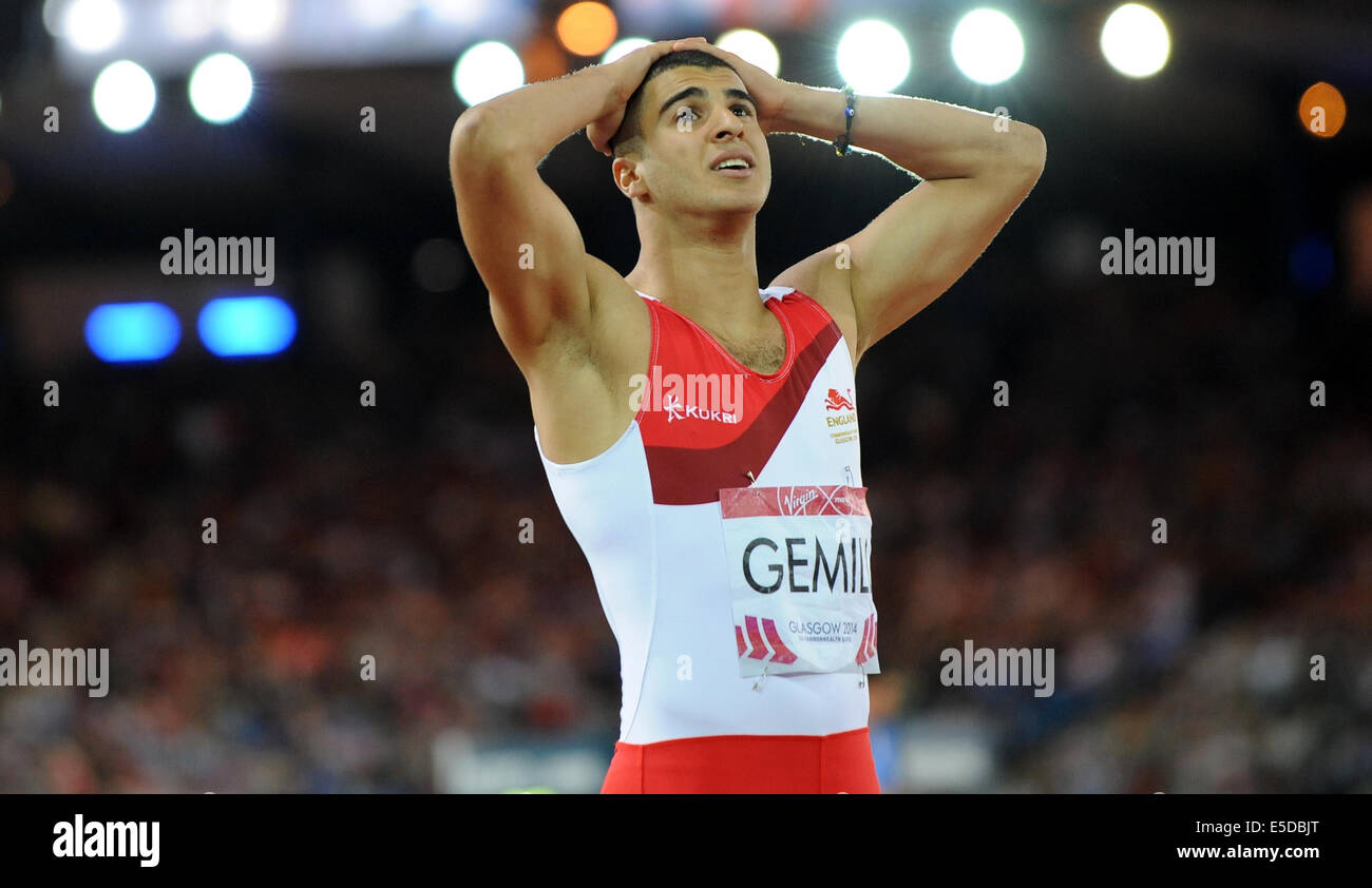 ADAM GEMILI WINS SILVER MEDAL MEN'S 100M FINAL HAMPDEN PARK GLASGOW ...