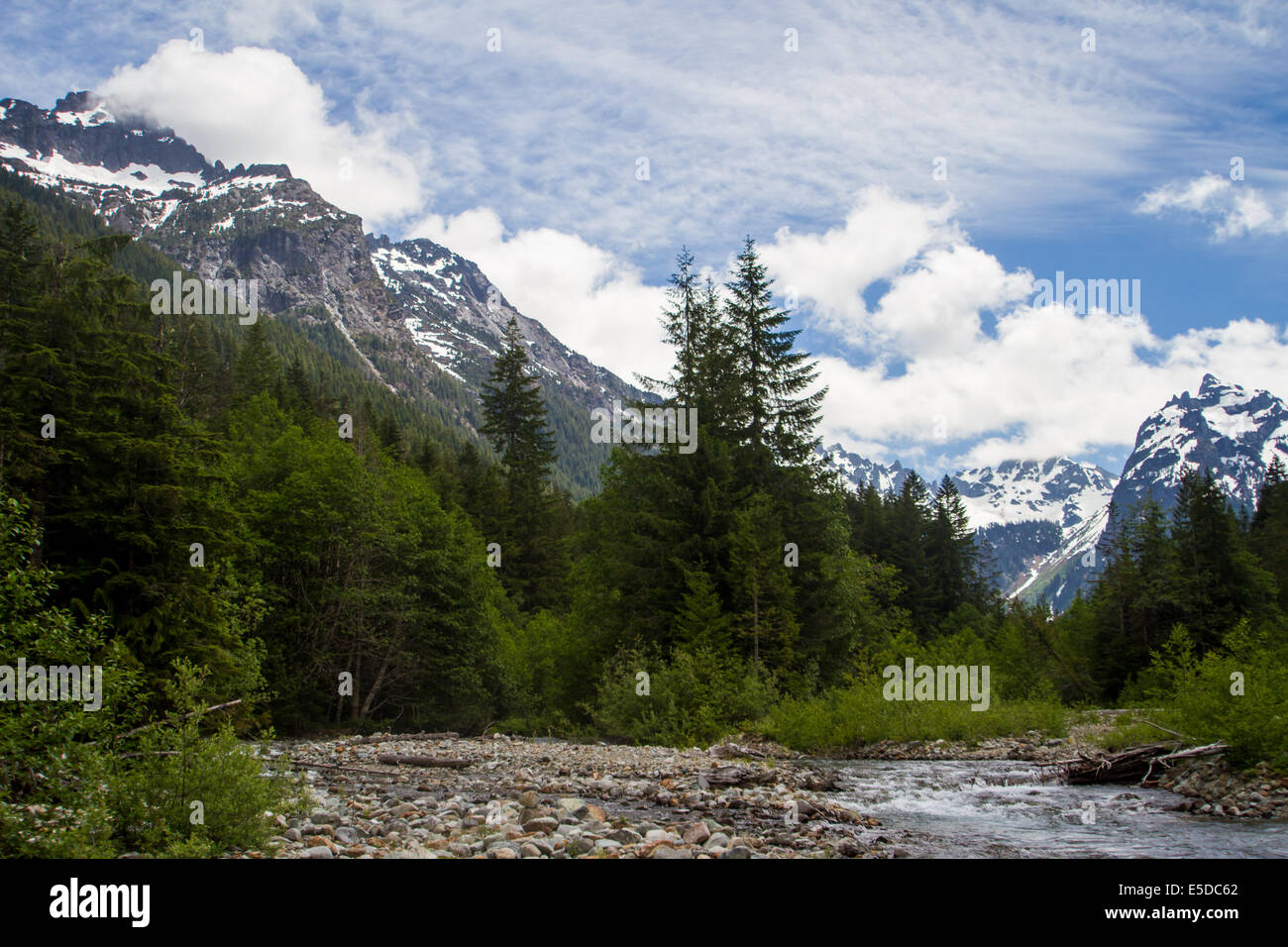 South Fork Sauk River, flowing through the Cascade Range toward a ...