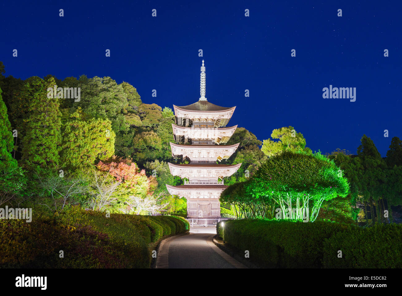 Asia; Japan; Honshu; Yamaguchi; Rurikoji temple; 5 story pagoda Stock ...