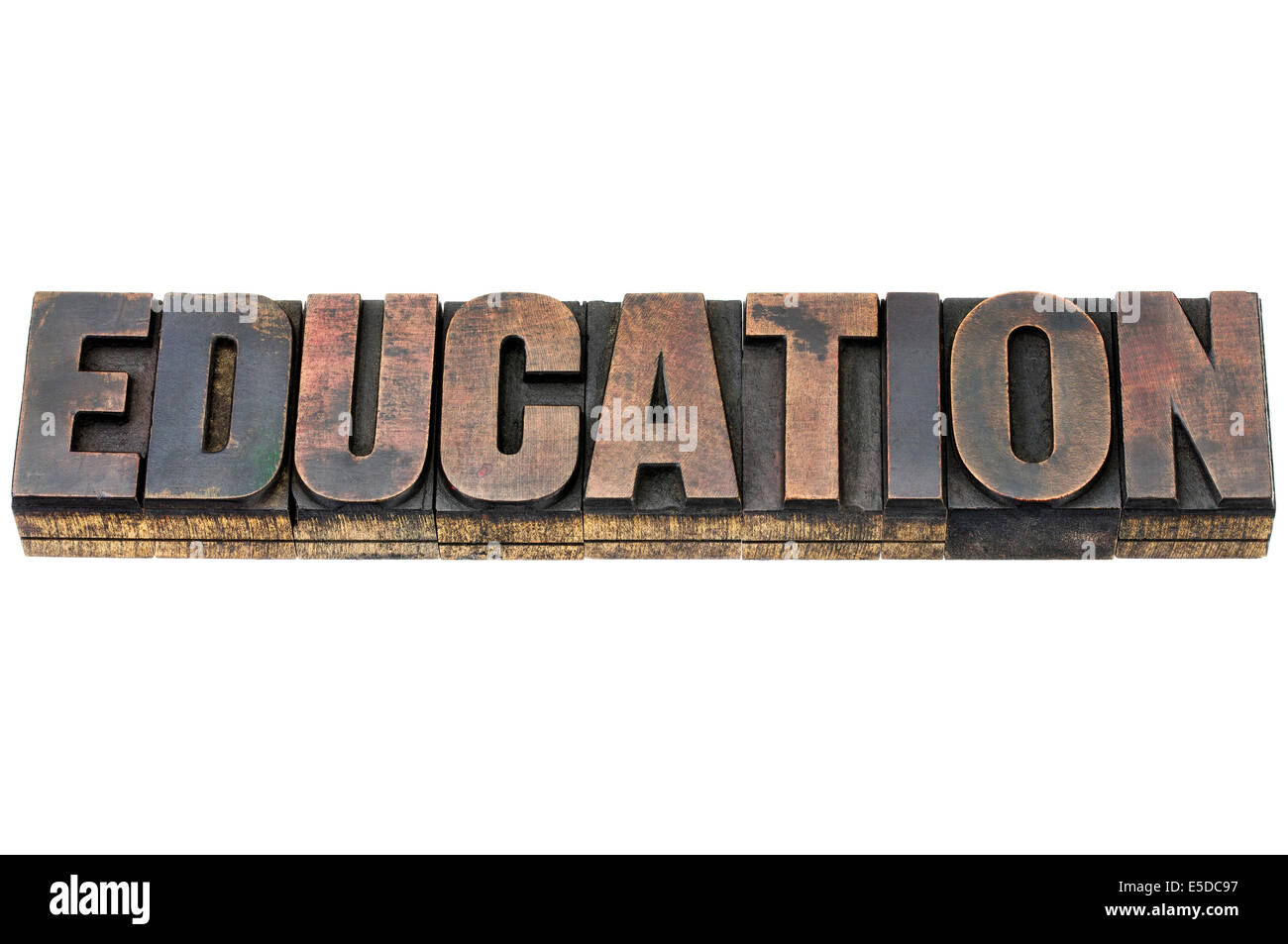 education word - isolated text in vintage letterpress wood type with ...