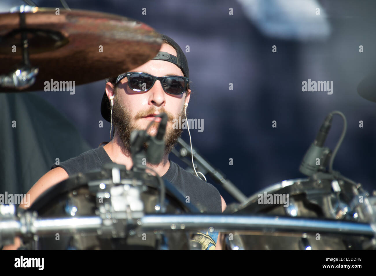 LINCOLN, CA - July 25: Johhny Badbones of Burn Halo performs in support ...