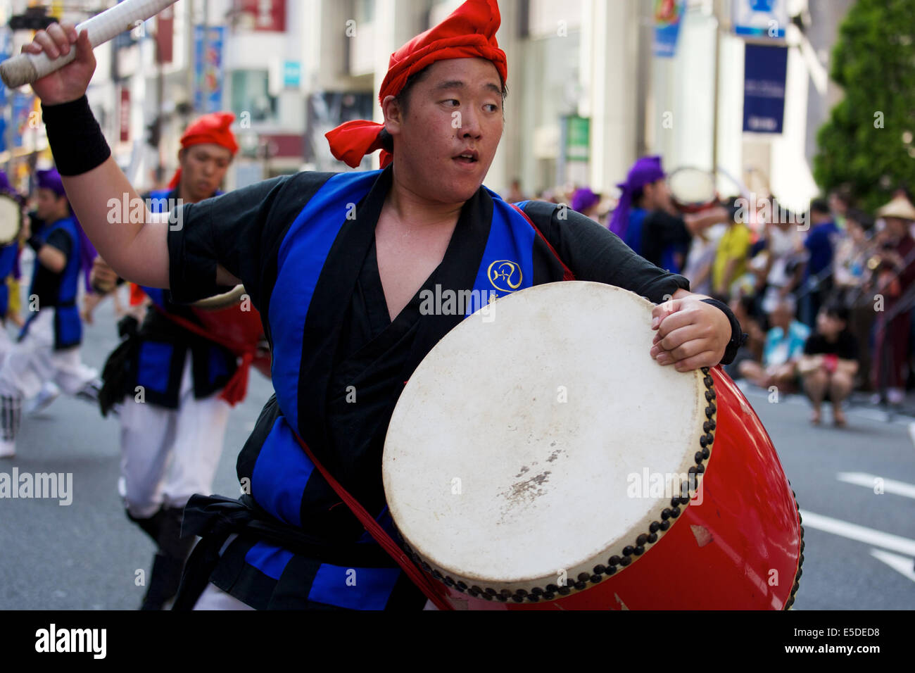 Tokyo, Japan. 26th July, 2014. An eisa dancer performs during the ...