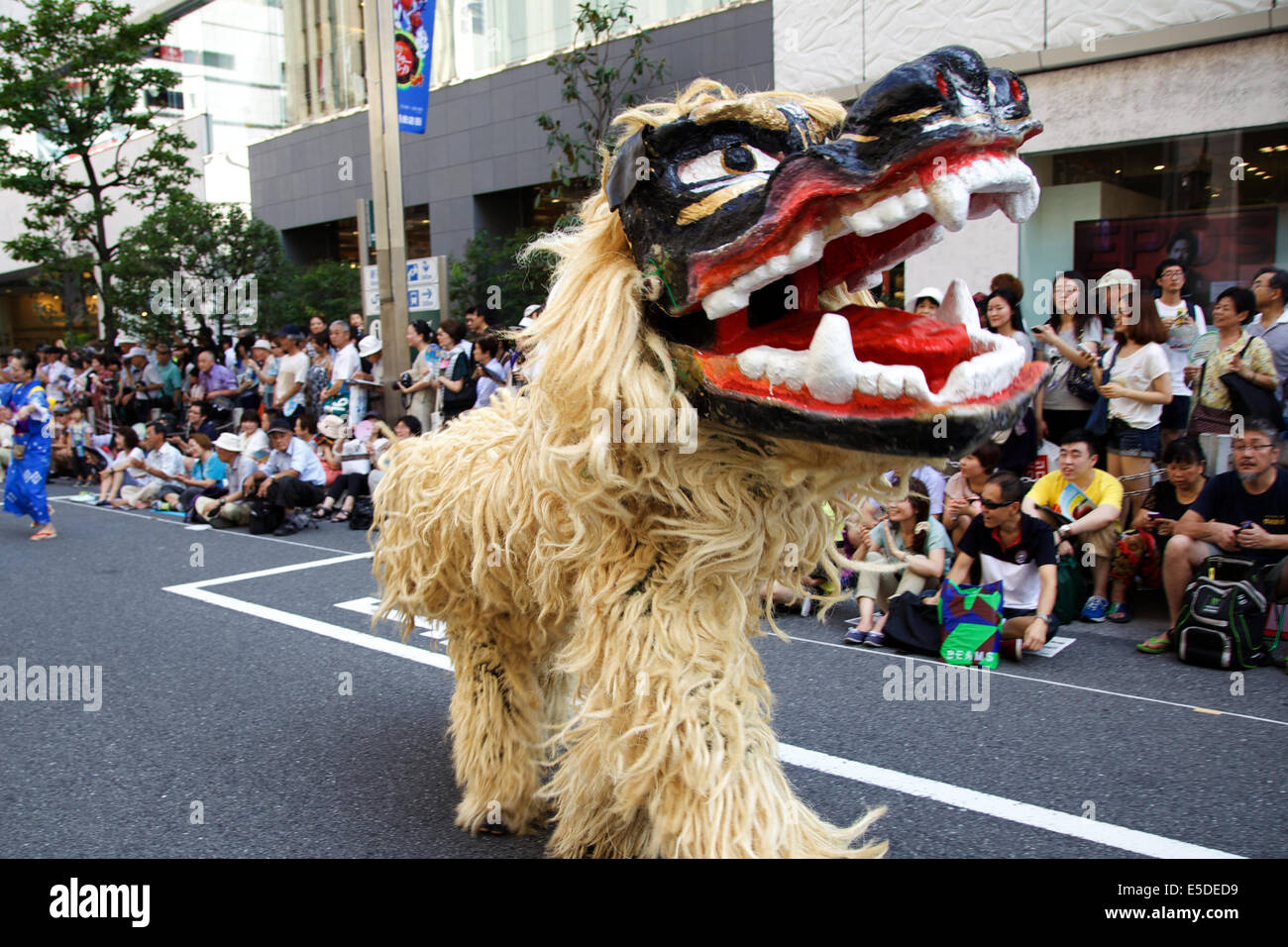 Tokyo, Japan. 26th July, 2014. An eisa dancer performs during the ...