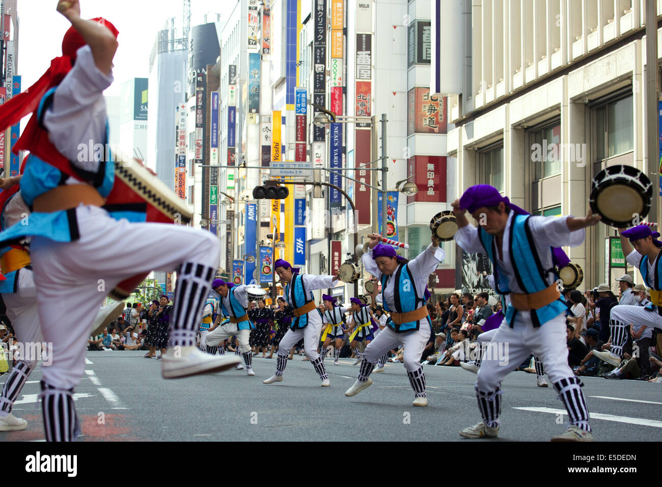 Tokyo, Japan. 26th July, 2014. Eisa dancers perform during the Shinjuku ...