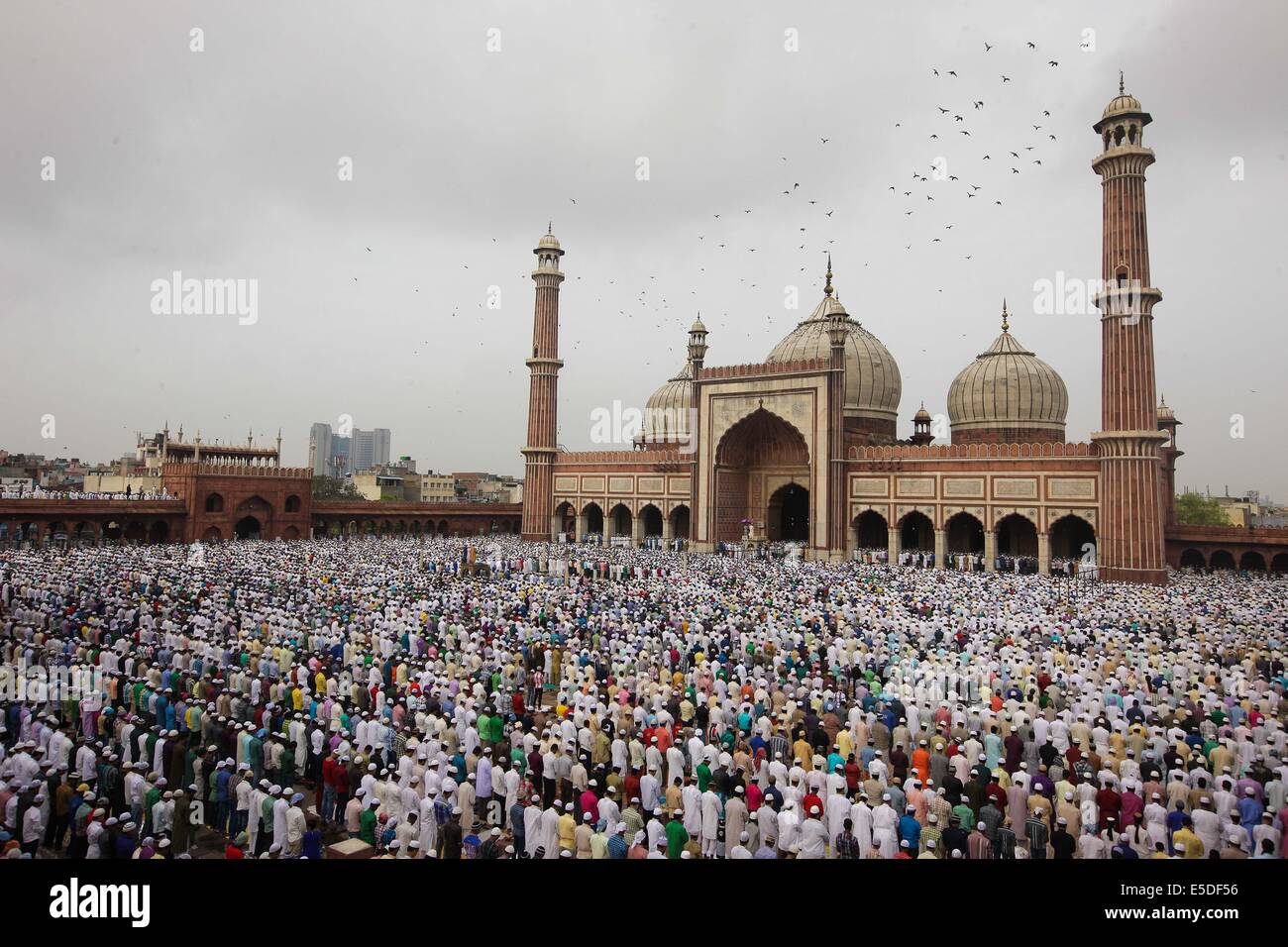 Delhi, India. 29th July, 2014. Indian Muslims attend prayers at the ...