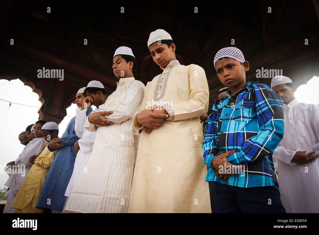 Delhi, India. 29th July, 2014. Indian Muslims attend prayers at the ...