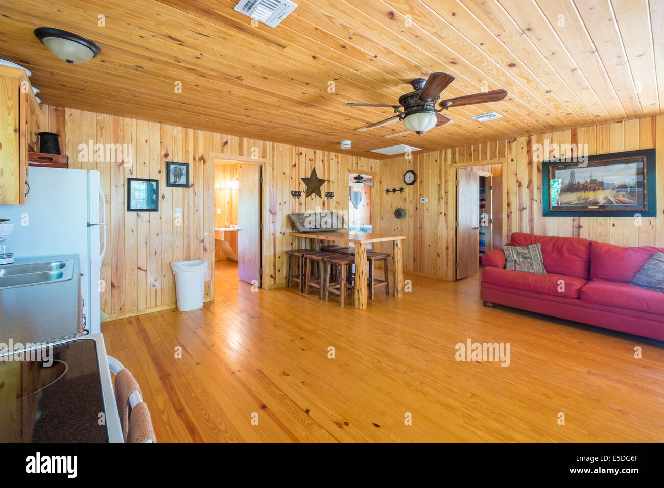USA, Texas, Log home interior Stock Photo - Alamy