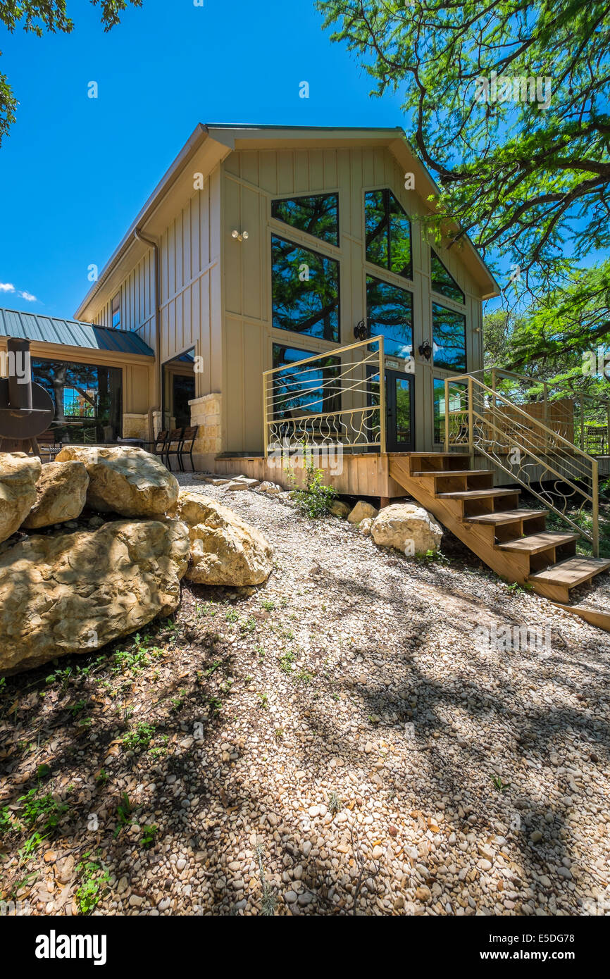 USA, Texas, House with Window Glass Facade on Cliff Stock Photo - Alamy