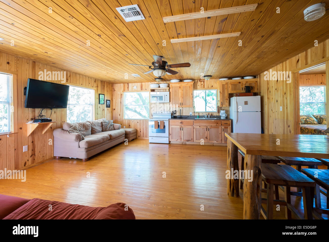 USA, Texas, Log home interior Stock Photo - Alamy