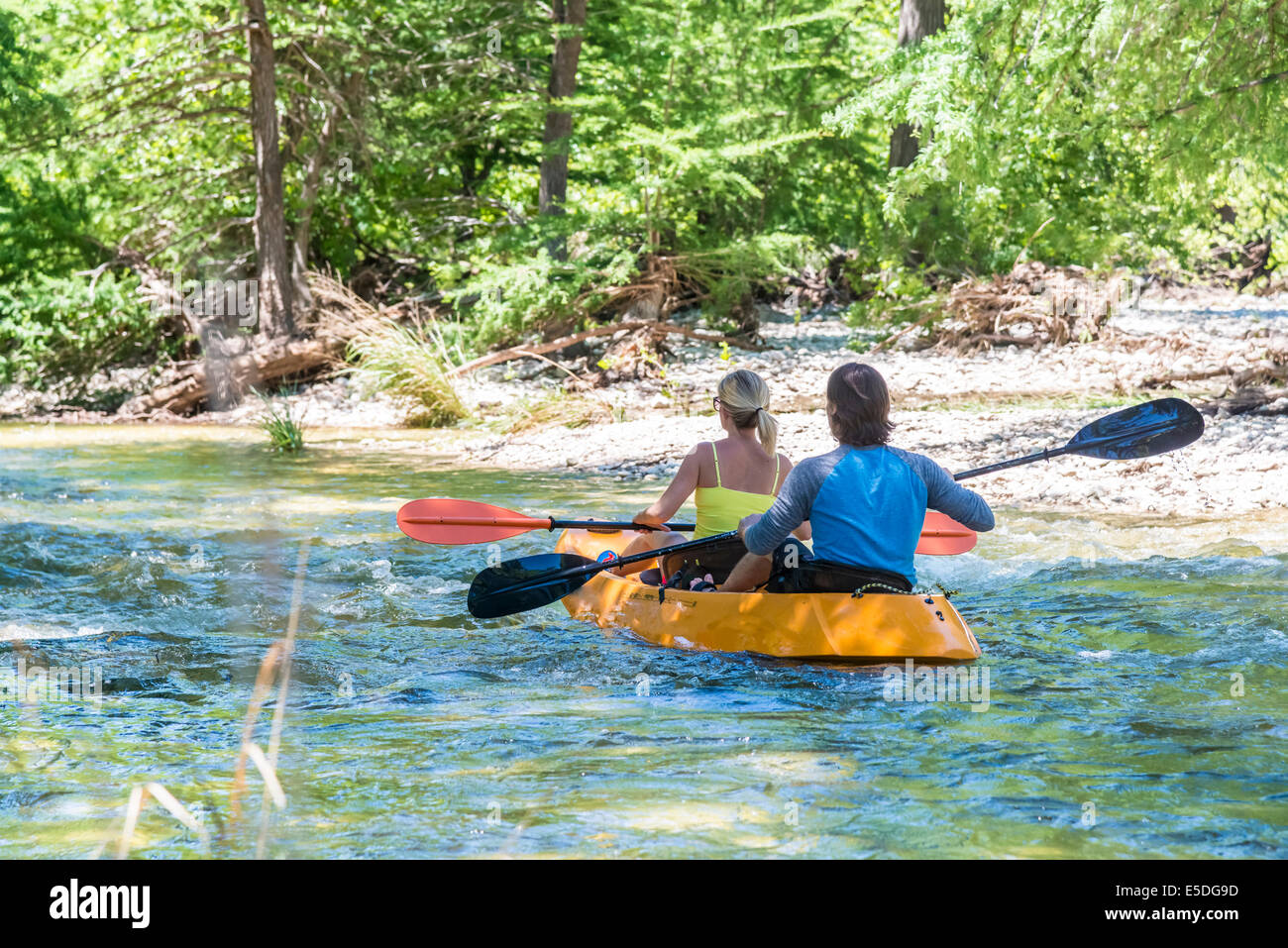 USA, Texas, Couple kayaking down the Frio River Stock Photo - Alamy