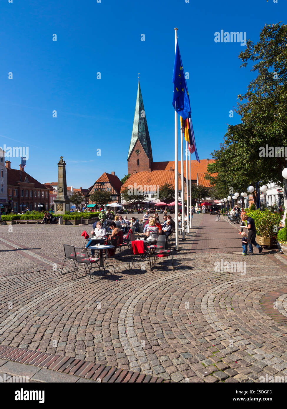 Germany, Schleswig-Holstein, Eutin, view to market place and St Michael ...