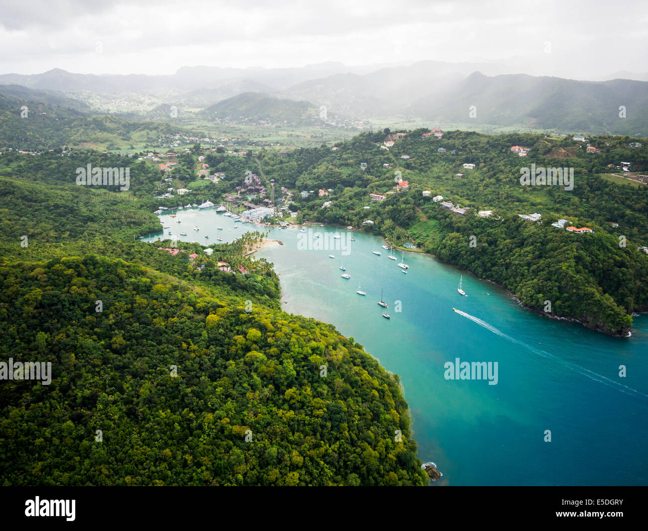 Caribbean, St. Lucia, aerial photo of Marigot Bay Stock Photo - Alamy