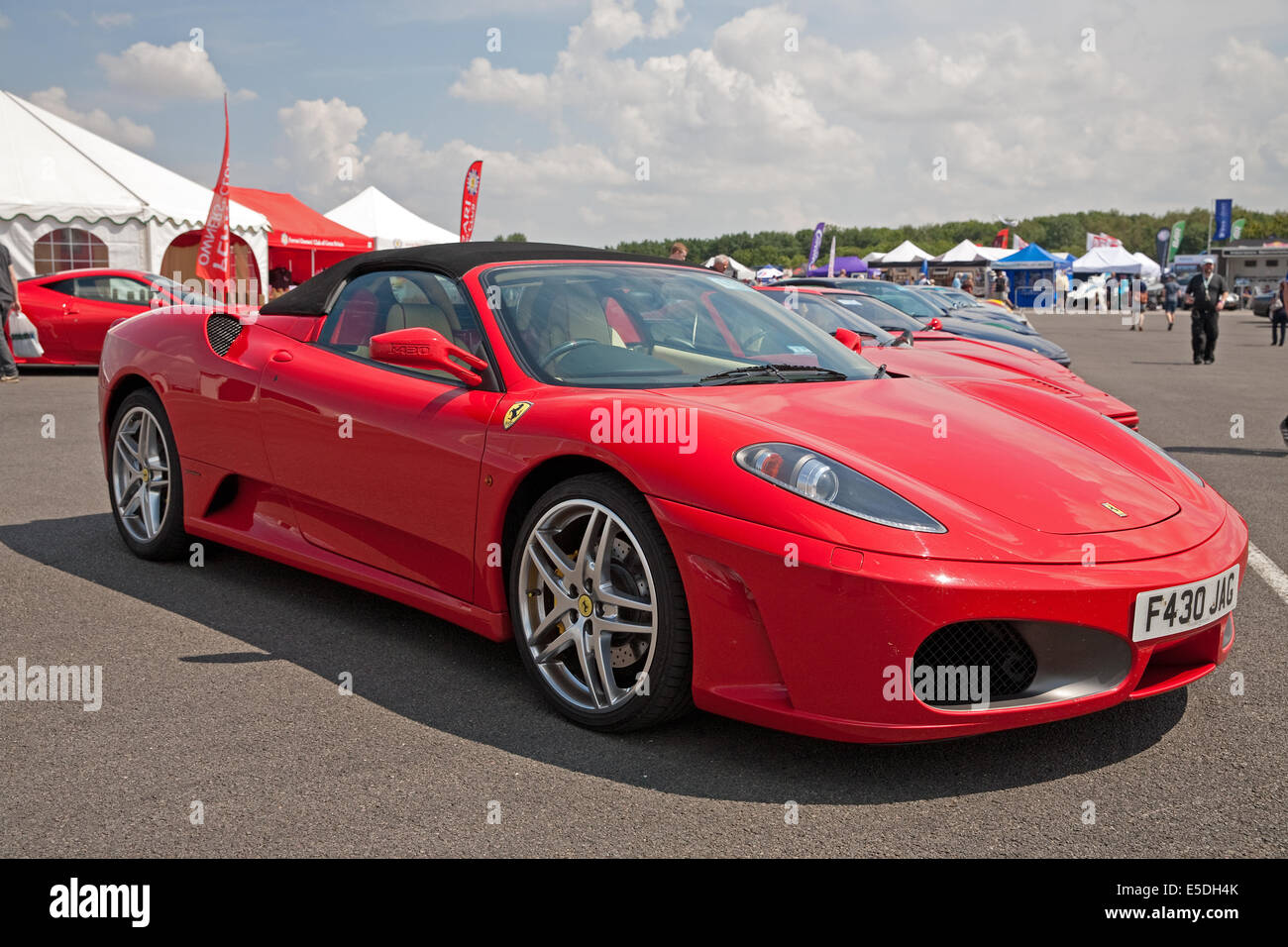 Red Ferrari at Silverstone Race circuit on classic car day Stock Photo ...