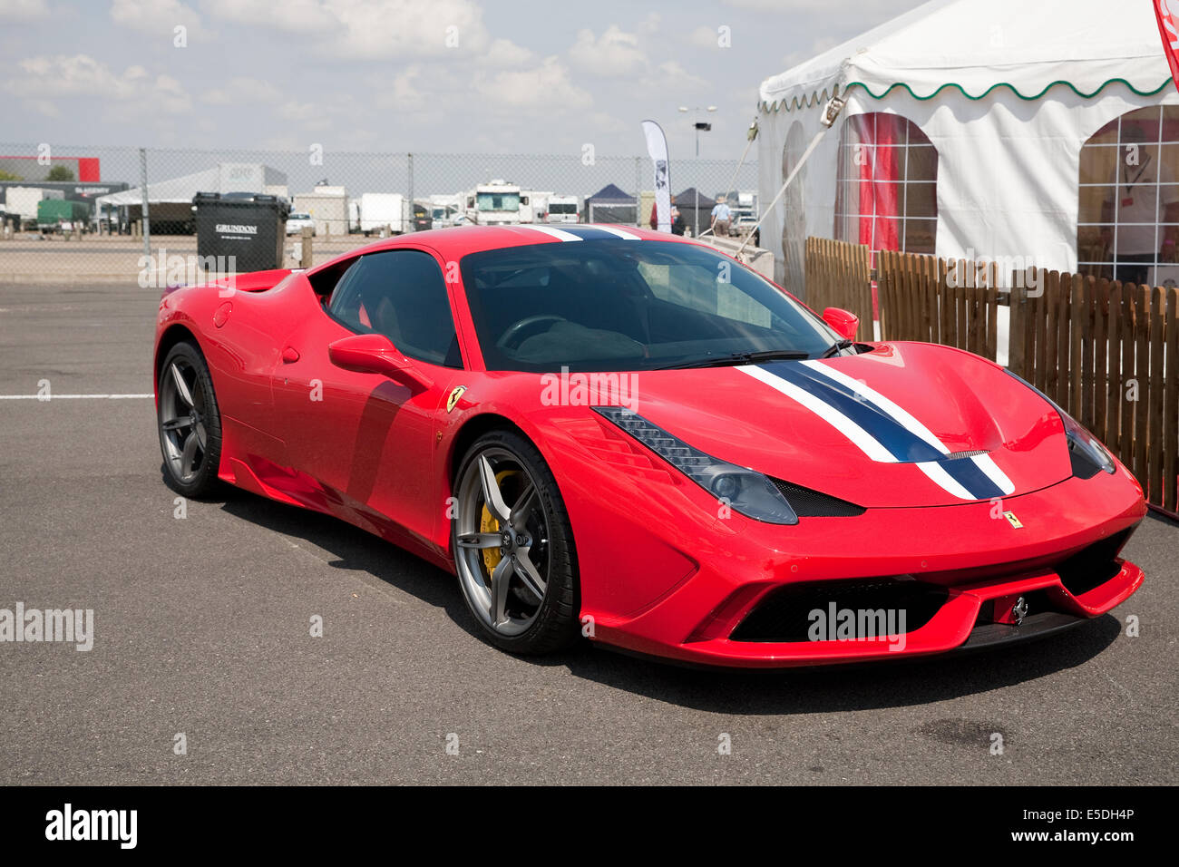 Red Ferrari at Silverstone Race circuit on classic car day Stock Photo ...