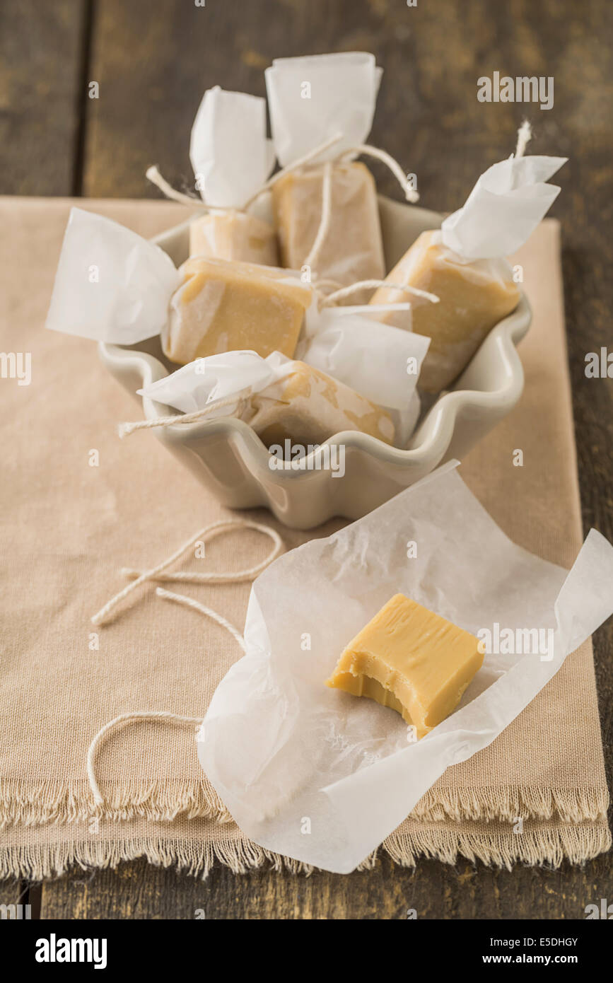 Homemade toffees in wrapping paper Stock Photo - Alamy