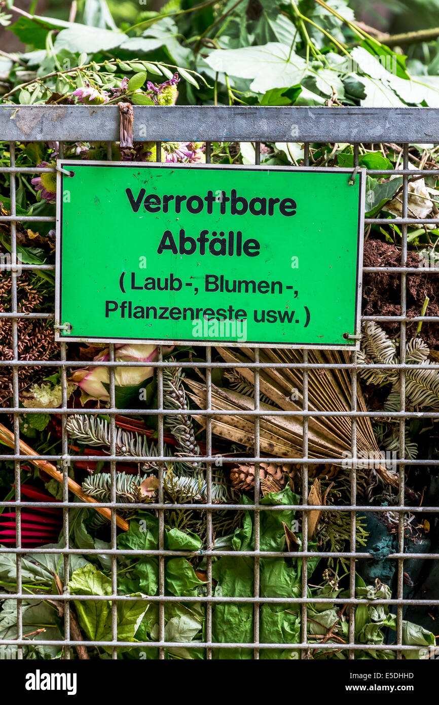 Austria, Upper Austria, Linz, Sign, Biowaste at cemetery Stock Photo ...