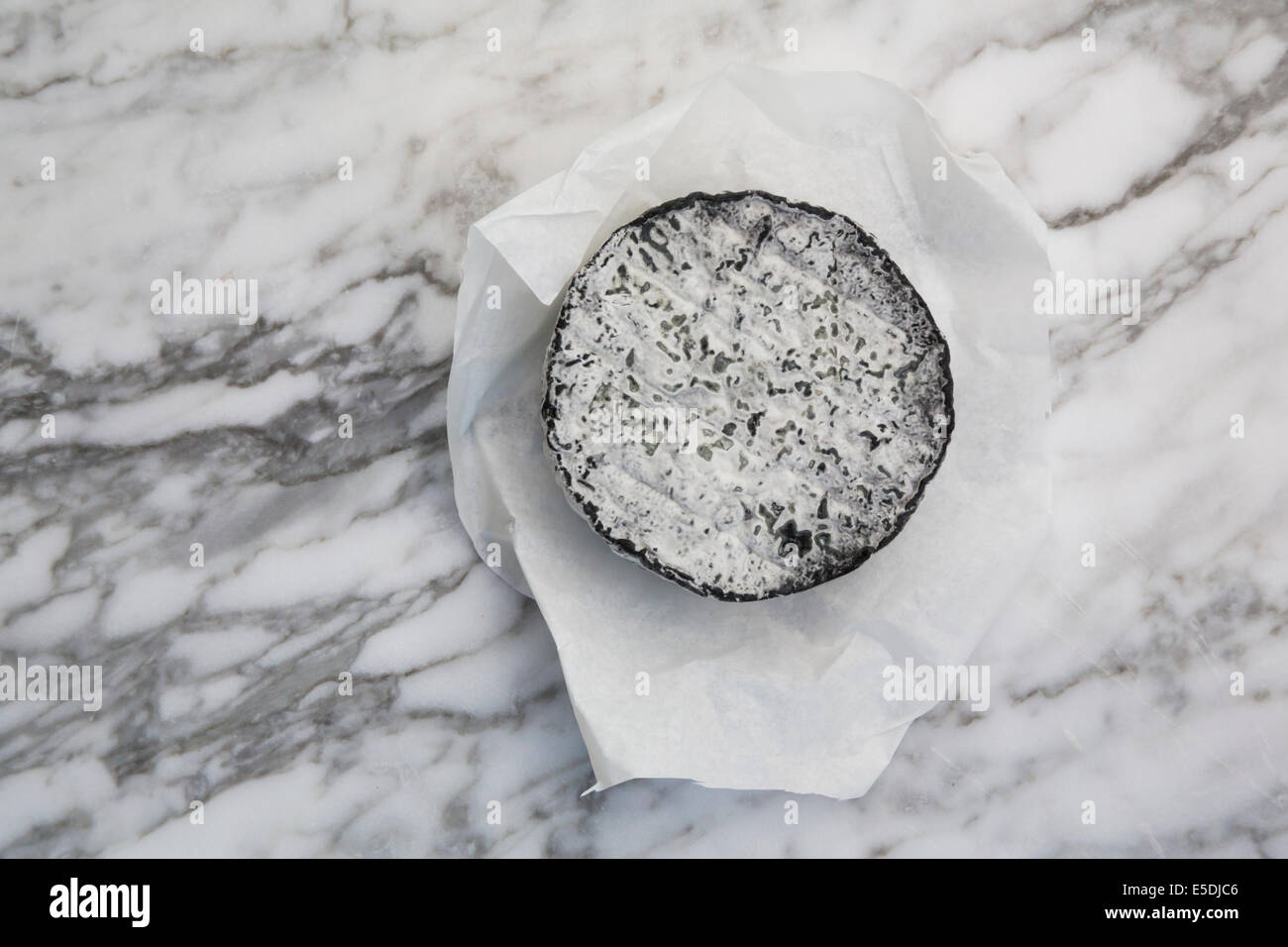 French goat cheese with ash rind Stock Photo - Alamy