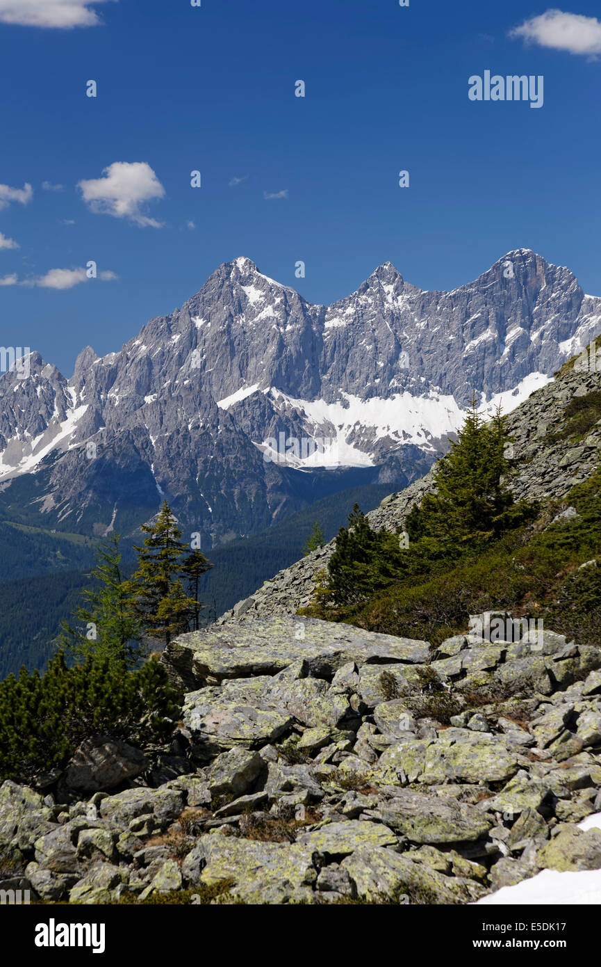 Austria, Styria, Liezen District, Tauern, Reiteralm, View to Dachstein ...