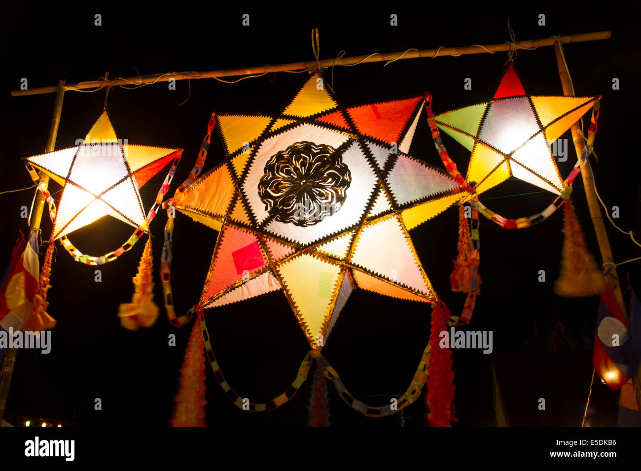 Laos, Luang Prabang, Colourd lanterns in the evening Stock Photo - Alamy