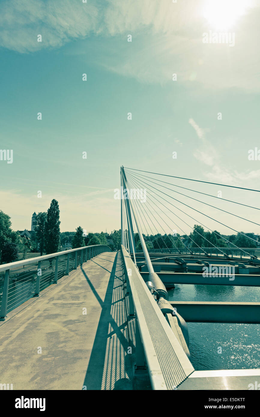 Bridge Passerelle des Deux Rives connecting the cities Kehl, Germany ...