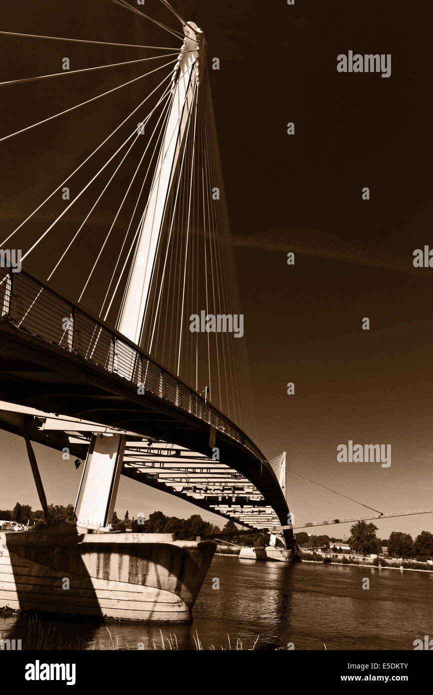 Bridge Passerelle des Deux Rives connecting the cities Kehl, Germany ...