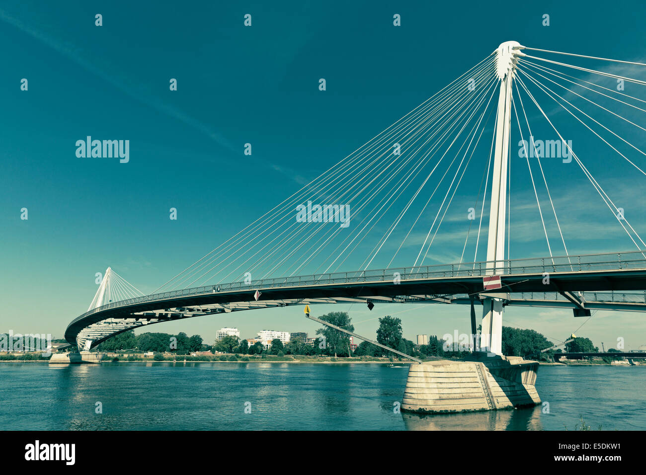 Bridge Passerelle des Deux Rives connecting the cities Kehl, Germany ...