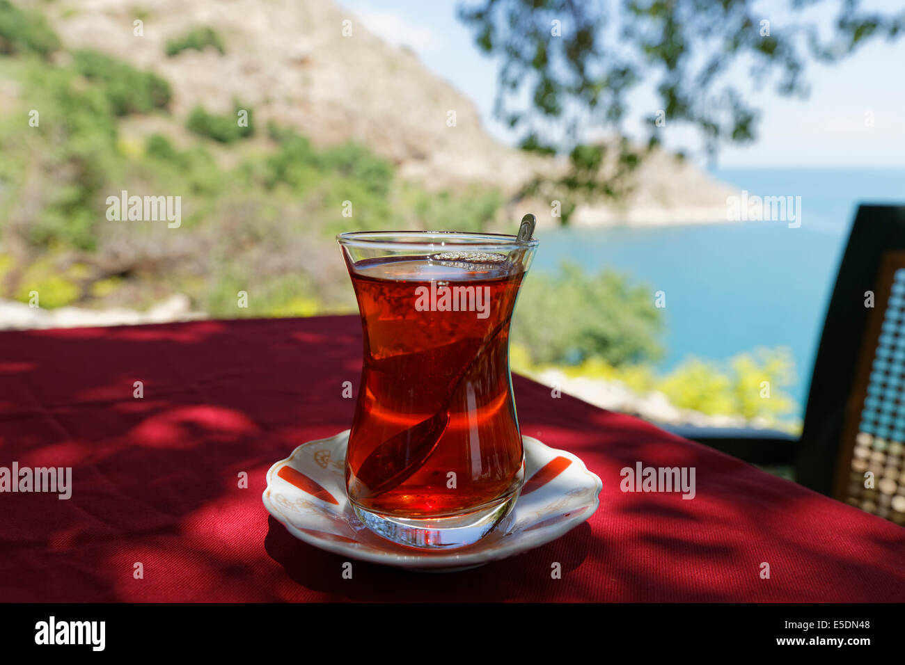 Turkey, Anatolia, Akdamar Island, Cay, Glass of Turkish tea Stock Photo ...