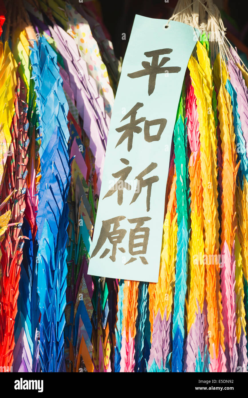 Asia; Japan; Kyushu; Nagasaki; Peace Park; origami cranes in memory ...