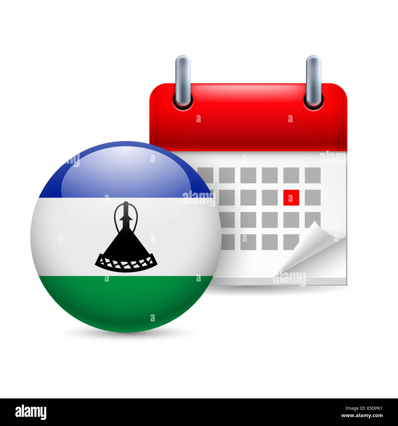 Calendar and round flag icon. National holiday in Lesotho Stock Photo ...