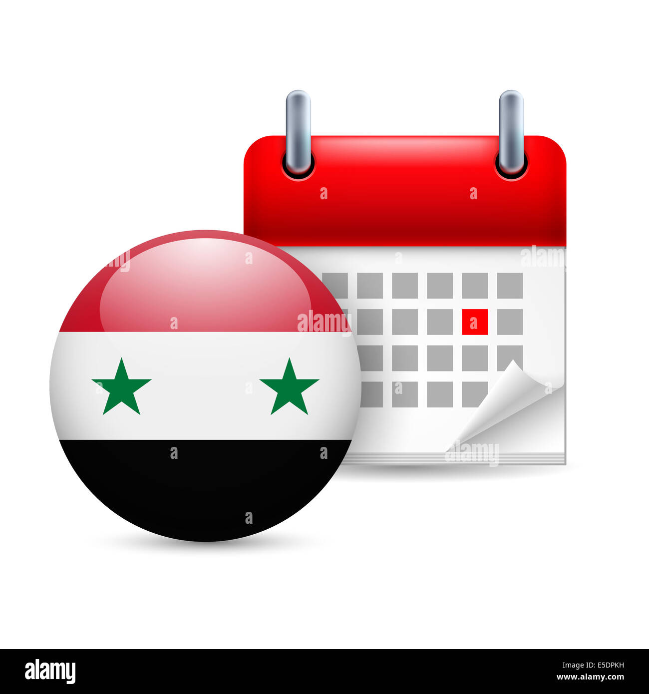 Calendar and round Syrian flag icon. National holiday in Syria Stock ...