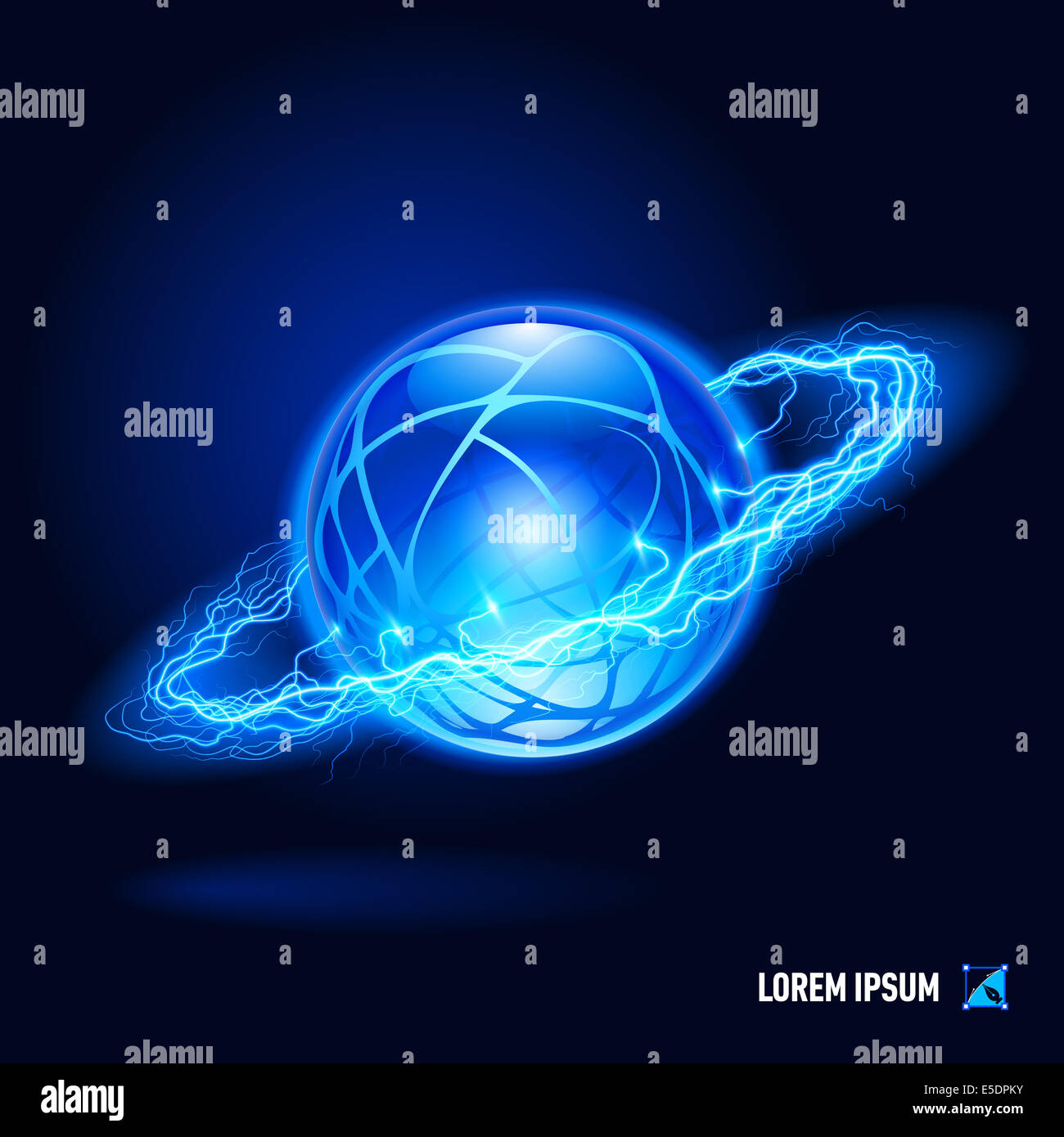 Sphere surrounded by a stream of blue energy in the space Stock Photo ...