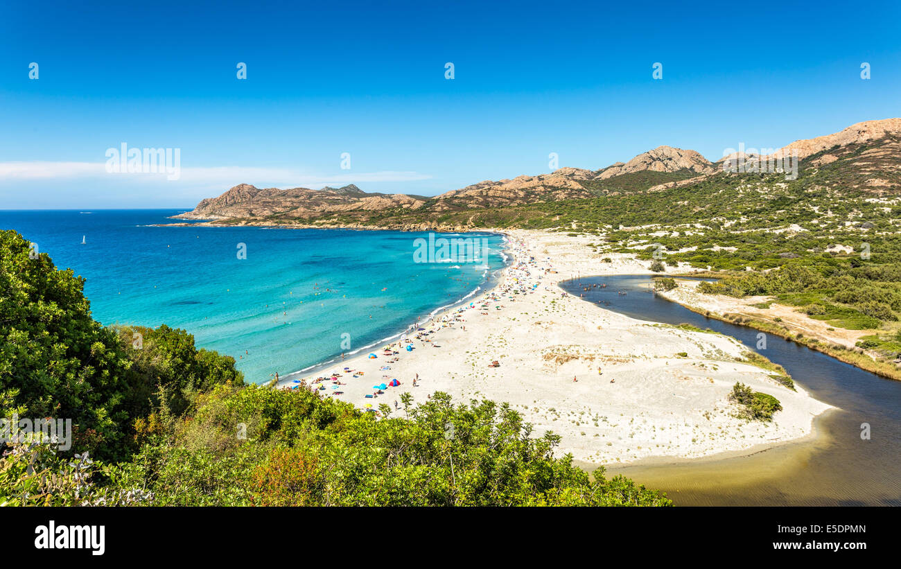 Ostriconi beach with the Desert des Agriates behind in the Balagne ...