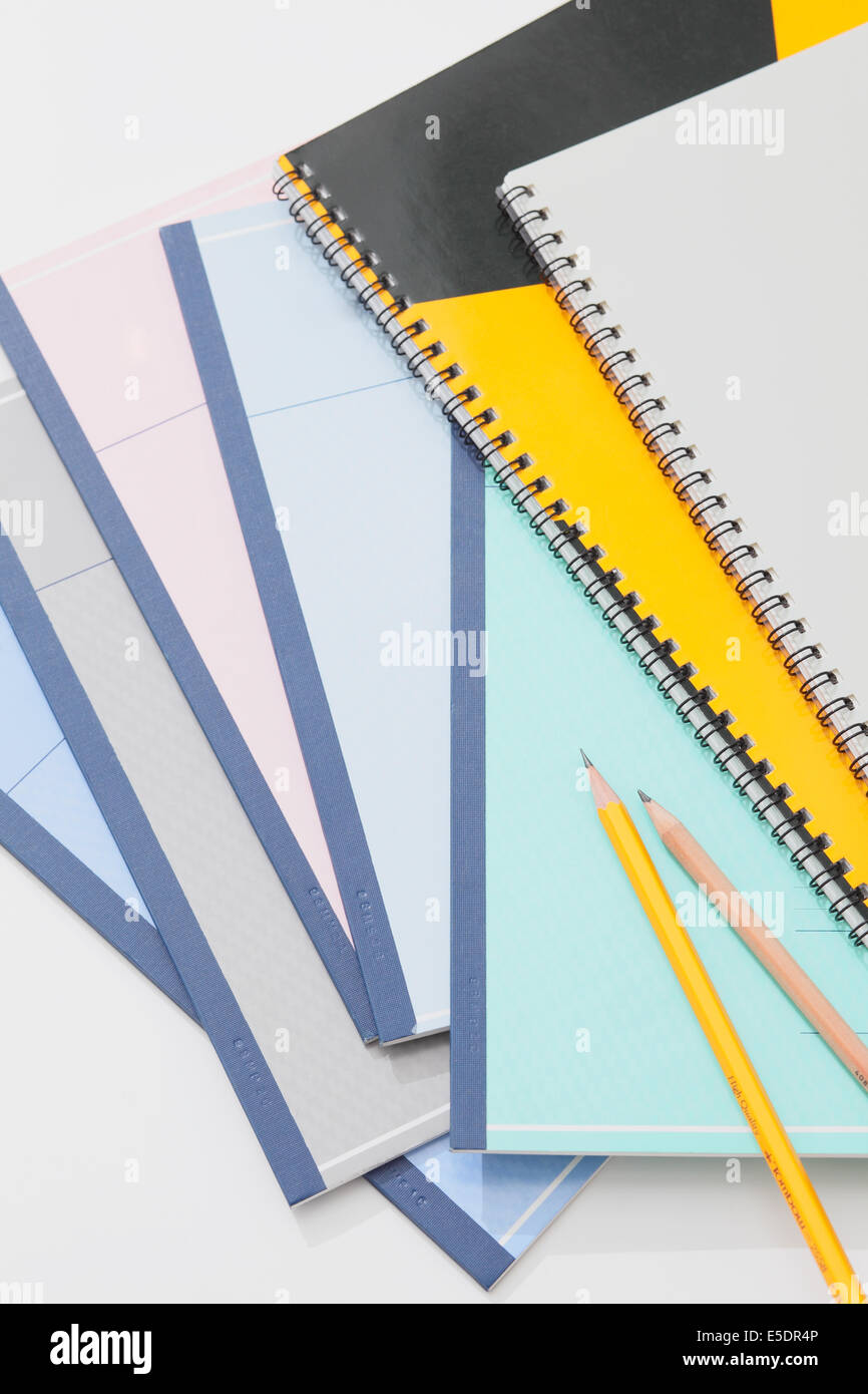 Pencils and notebooks Stock Photo - Alamy