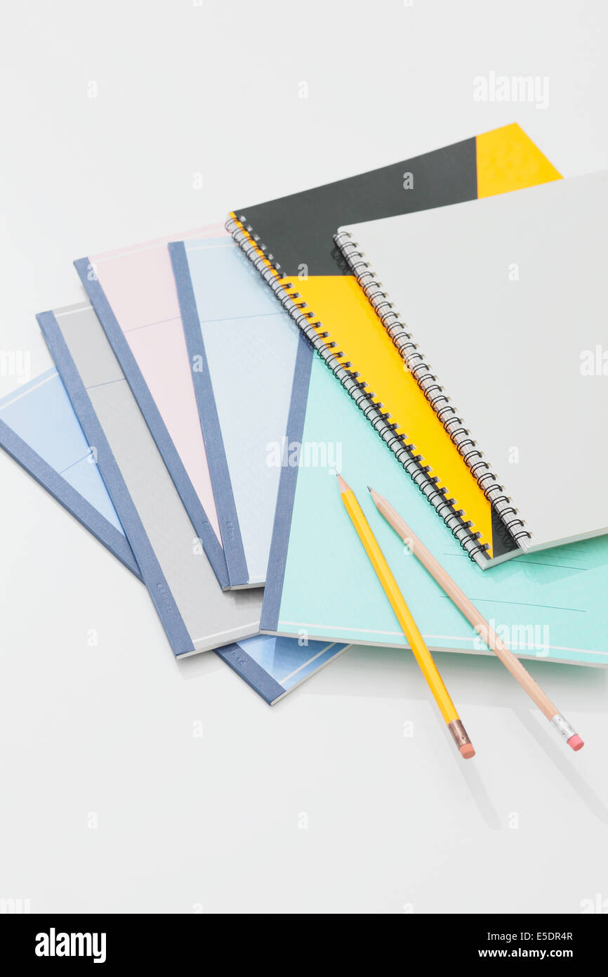 Pencils and notebooks Stock Photo - Alamy